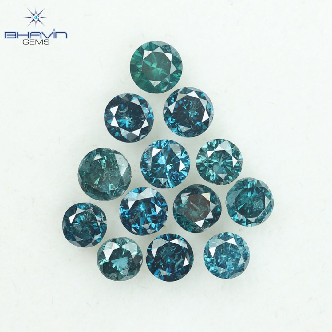 1.62 CT 13 Pcs Round Shape and Blue Natural Loose Diamond for Wedding ...