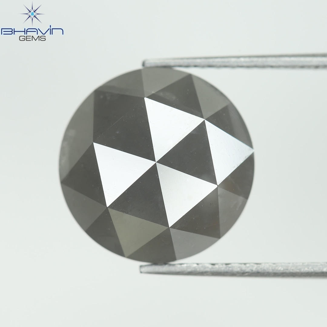 5.54 CT, Round Rose Cut Diamond, Grey Color, Natural Loose Diamond ...