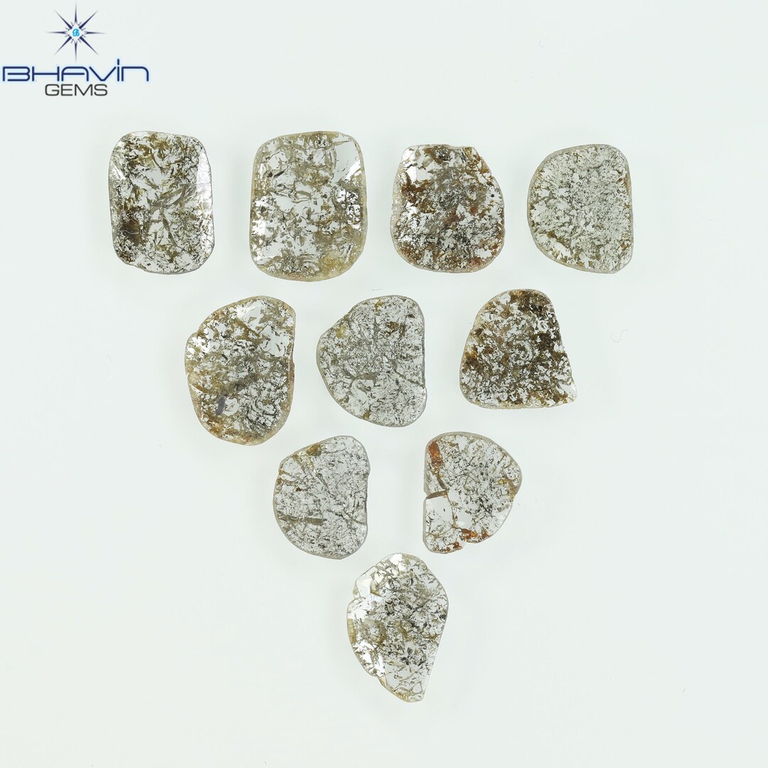 Salt and Pepper Uncut Diamond Slices, 2.57 CT, 10 Pcs - Etsy