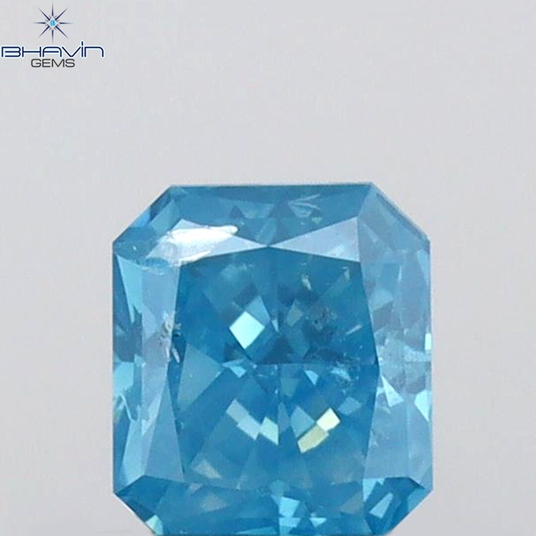 0.38 CT Radiant Diamond Enhanced Blue Color A Dynamic Gift for Your ...