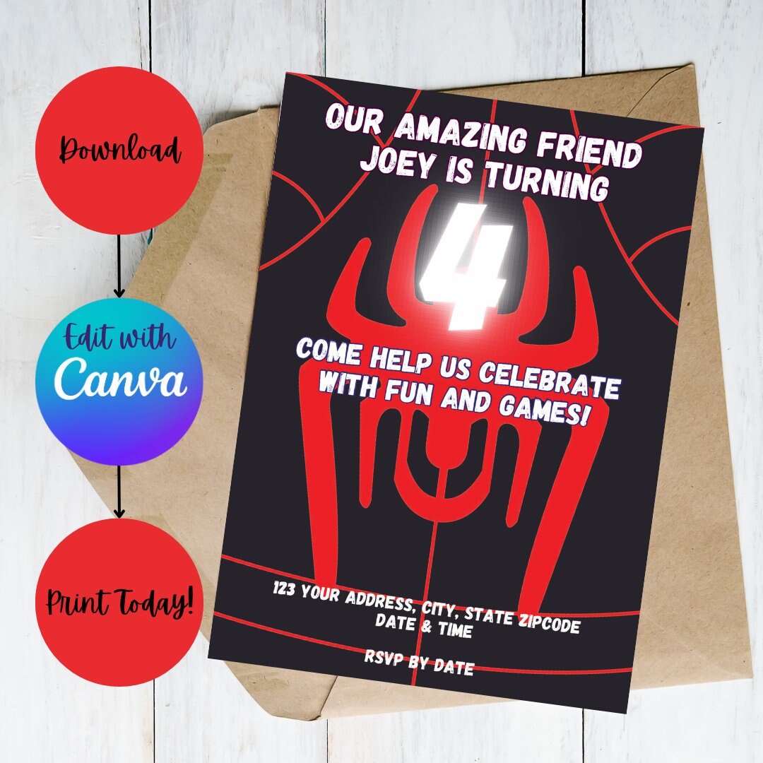 Spin Miles Morales Birthday Invitation Spidey and His Amazing Friends ...