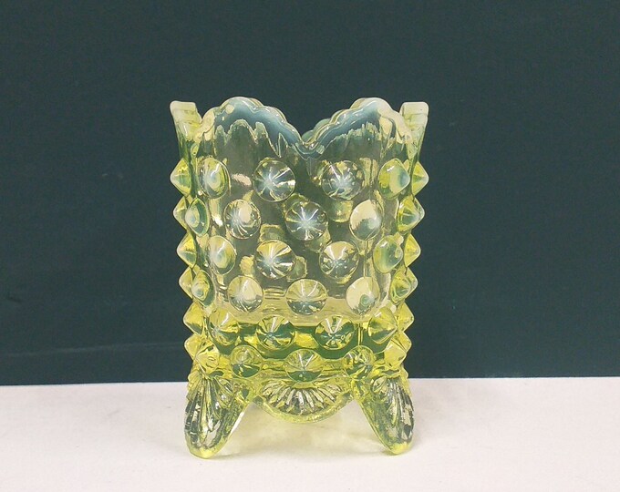 Yellow Uranium Glass With Hobnail Design Vintage Yellow Uranium ...
