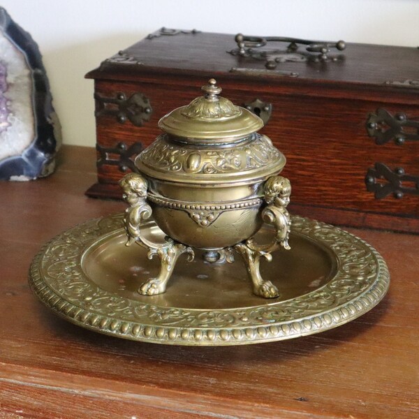 Antique Inkwell and Stand - Etsy