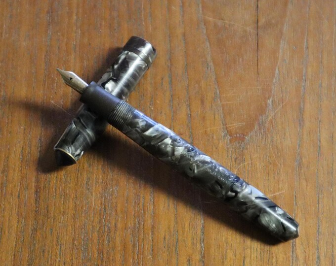 1930's "the Unique" 14ct Gold Nib Fountain Pen With Marble Effect Case ...