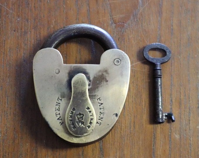 Victorian "vr Crown" Stamped Brass Padlock With Key - 1800's English ...