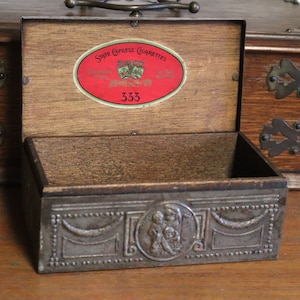 Antique State Express Cigarettes Case Embossed Metal Box With Wood ...