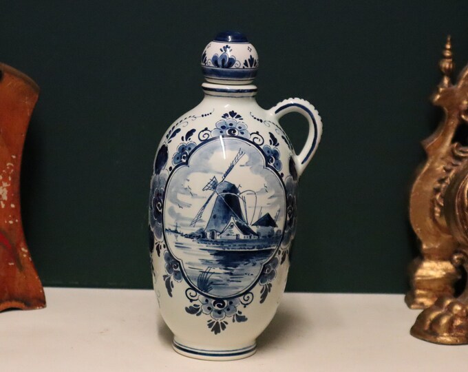 Vintage Delft Pottery Decanter / Bottle With Lid - Delft Elesva Model ...