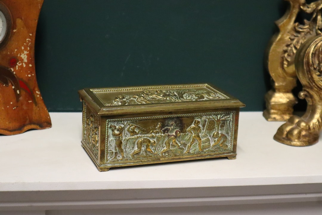 Victorian Brass Casket With Farming Scene Antique Brass Box - Etsy ...