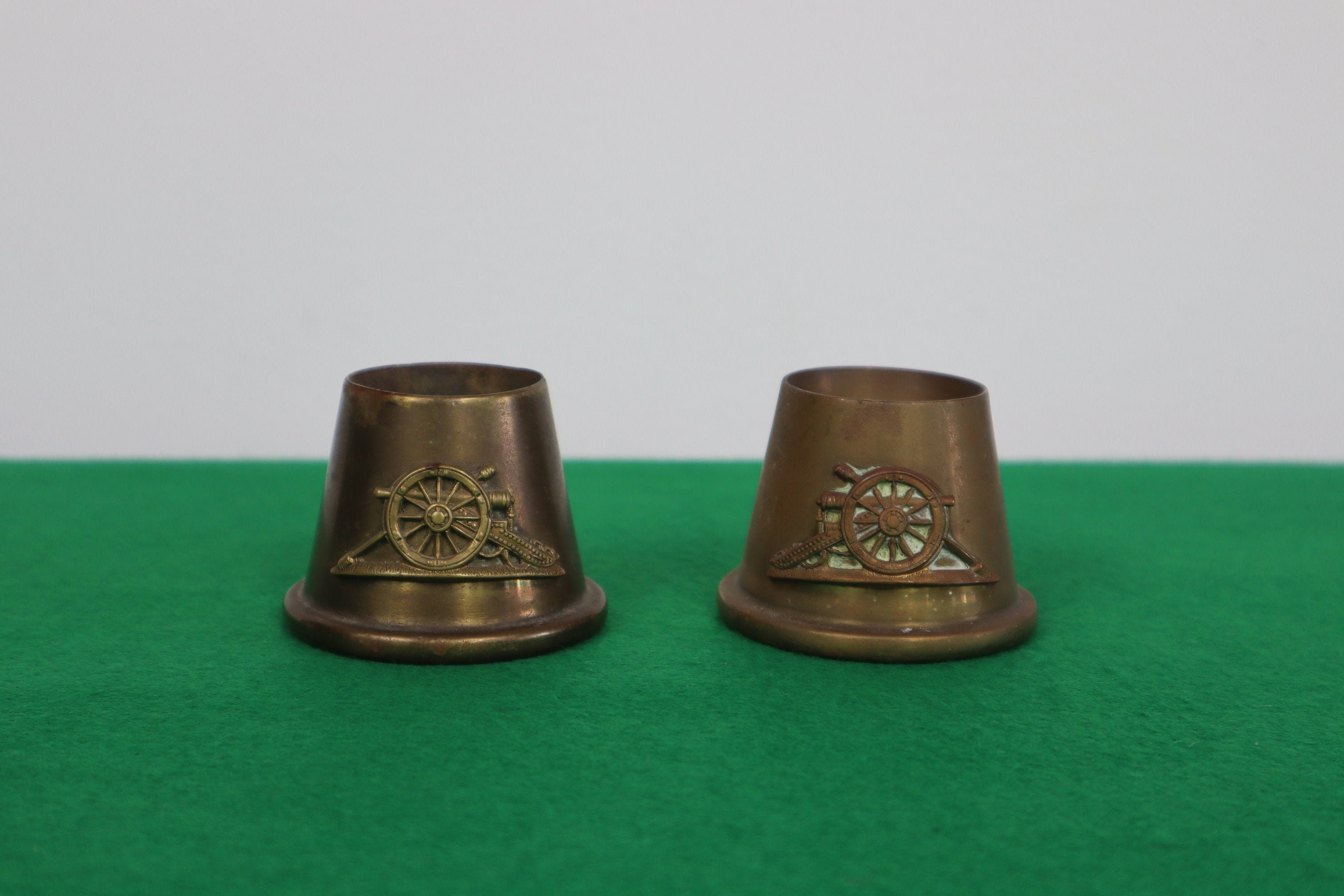 Pair WW2 Trench Art Ashtray's with Cannon Emblems Brass | Etsy