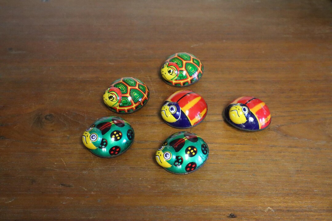 1960's Japanese Tinplate Toy Turtles Collection of X6 Tin-litho Turtles ...