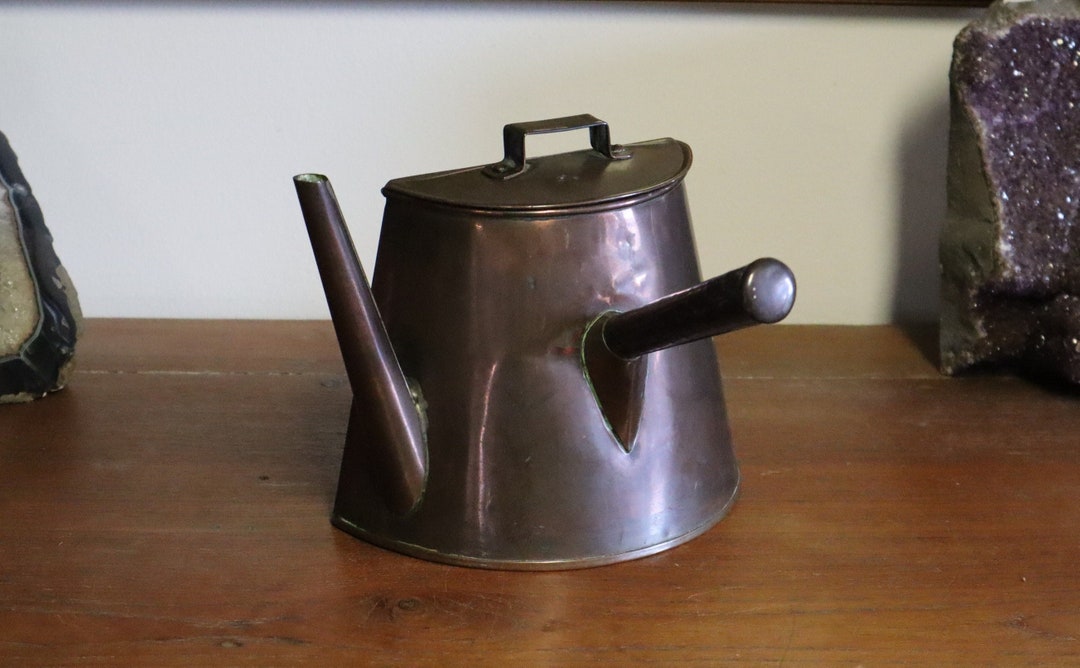 C1900 English Copper Flat Back Kettle Stove / Barge Copper Kettle With ...