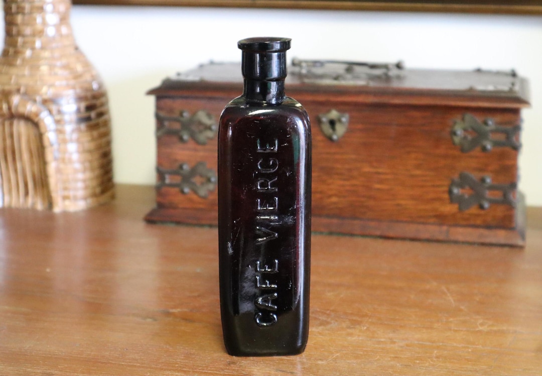 C1900 French Hand Blown "cafe Vierge" Brown Glass Bottle - Coffee ...