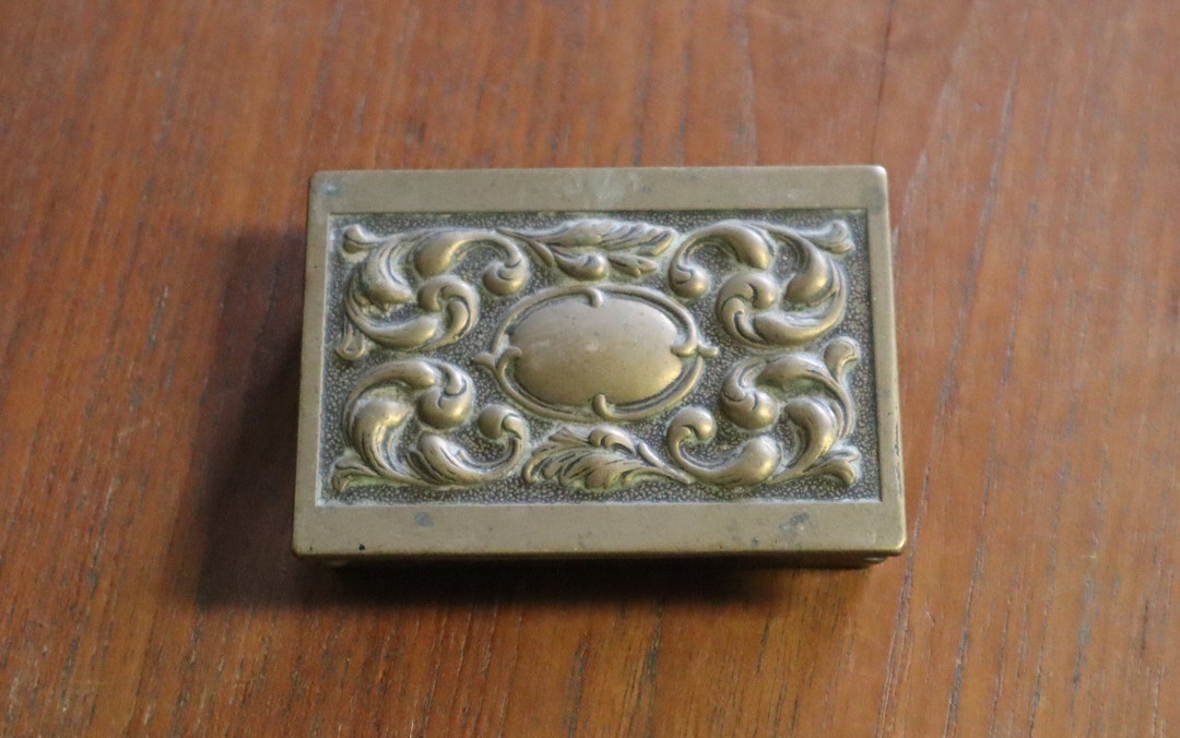 C1900 Rococo Style Brass Match Box Holder Brass Match Case Made in ...