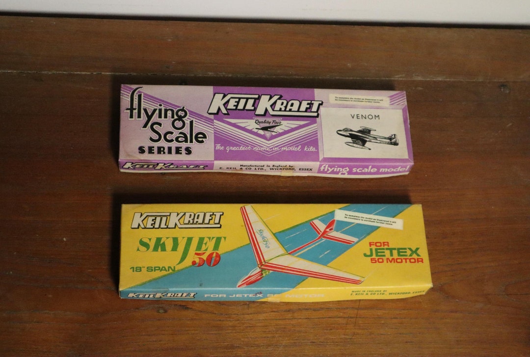 Pair of 1960's KEILKRAFT Aircraft Model Kits for Jetex Motor Balsa Wood ...