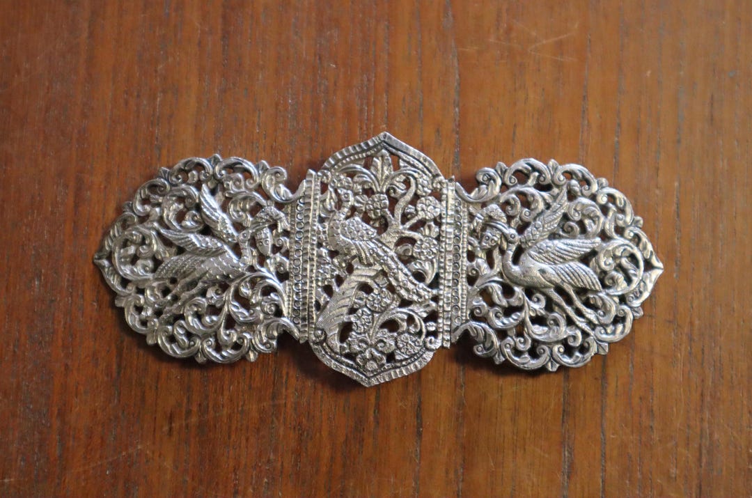 1900 Dated Large Nurses Belt Buckle With Peacock and Birds - Three ...