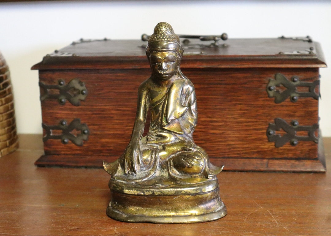 C1920 Indian / Hindu Bronze Idol With Gilt Finish - Solid Cast Bronze ...