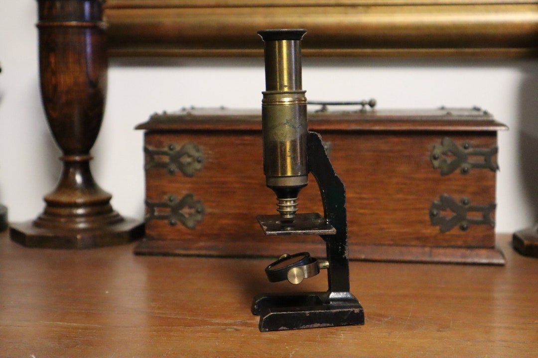 Vintage Brass Field Microscope With Cast Iron Base English Brass ...
