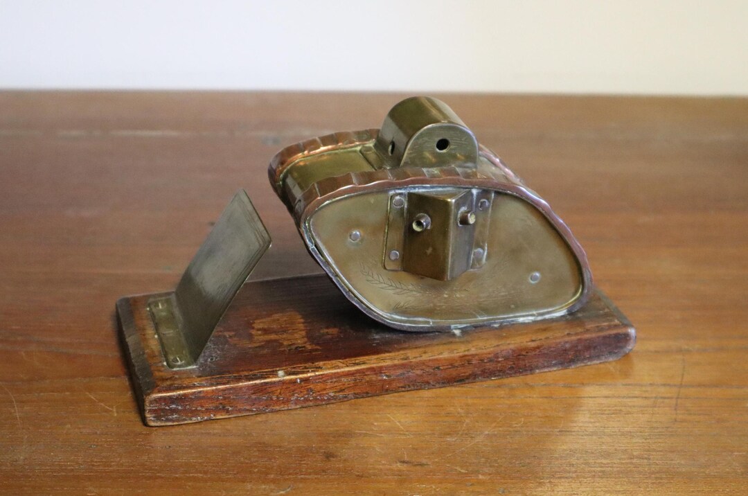 WW1 Trench Art Model of a Tank on Oak Base With Brass Plaque France ...