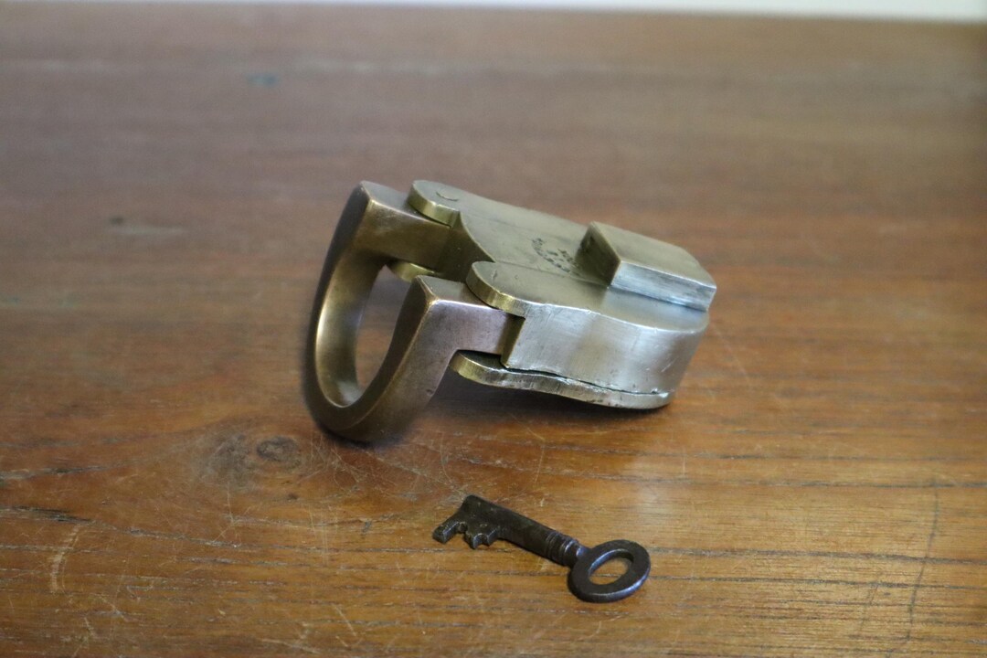 1800's Bostwick No-18 Brass and Bronze Padlock With Rear Facing Shackle ...