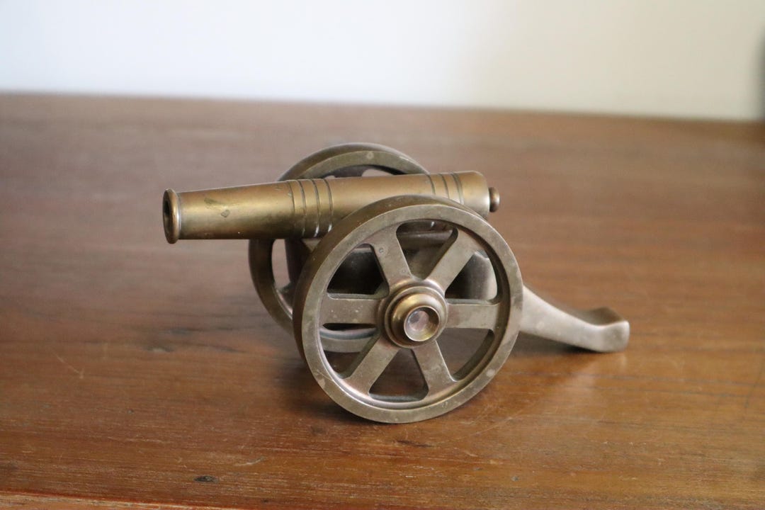 C1920 Heavy Solid Brass Cannon Desk Ornament 6.5 Brass Cannon Made in ...