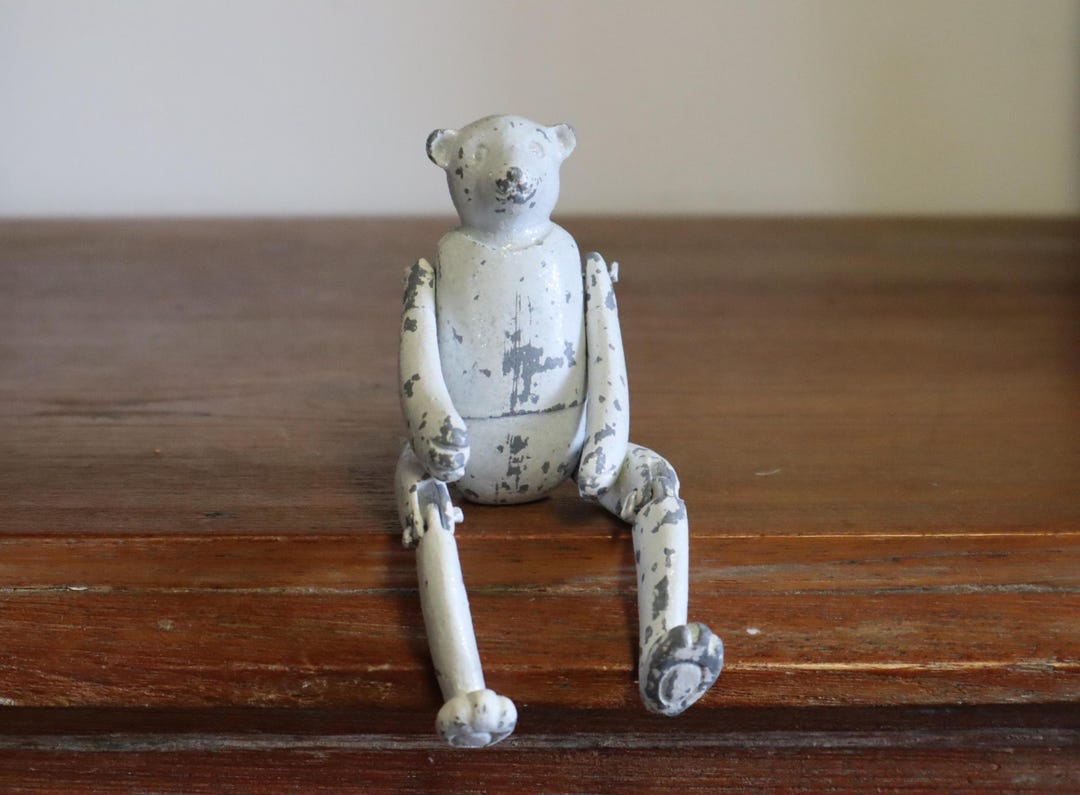 C1920 Articulated Aluminium Teddy Bear Shelf Sitter - Metal Figure of a ...