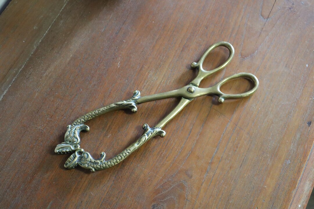 Vintage Solid Brass Coal Tongs With Maltese Fish Design - Etsy