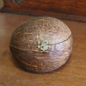 Antique Coconut Shell Jewellery Box With Padded Lined Interior Coconut ...