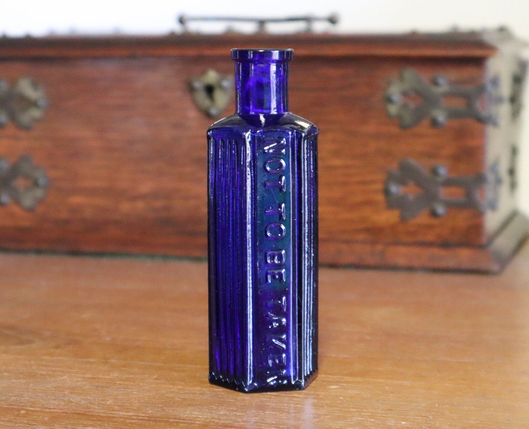 Antique Blue Poison Bottle 2oz Hexagonal not to Be Taken Glass Poison ...