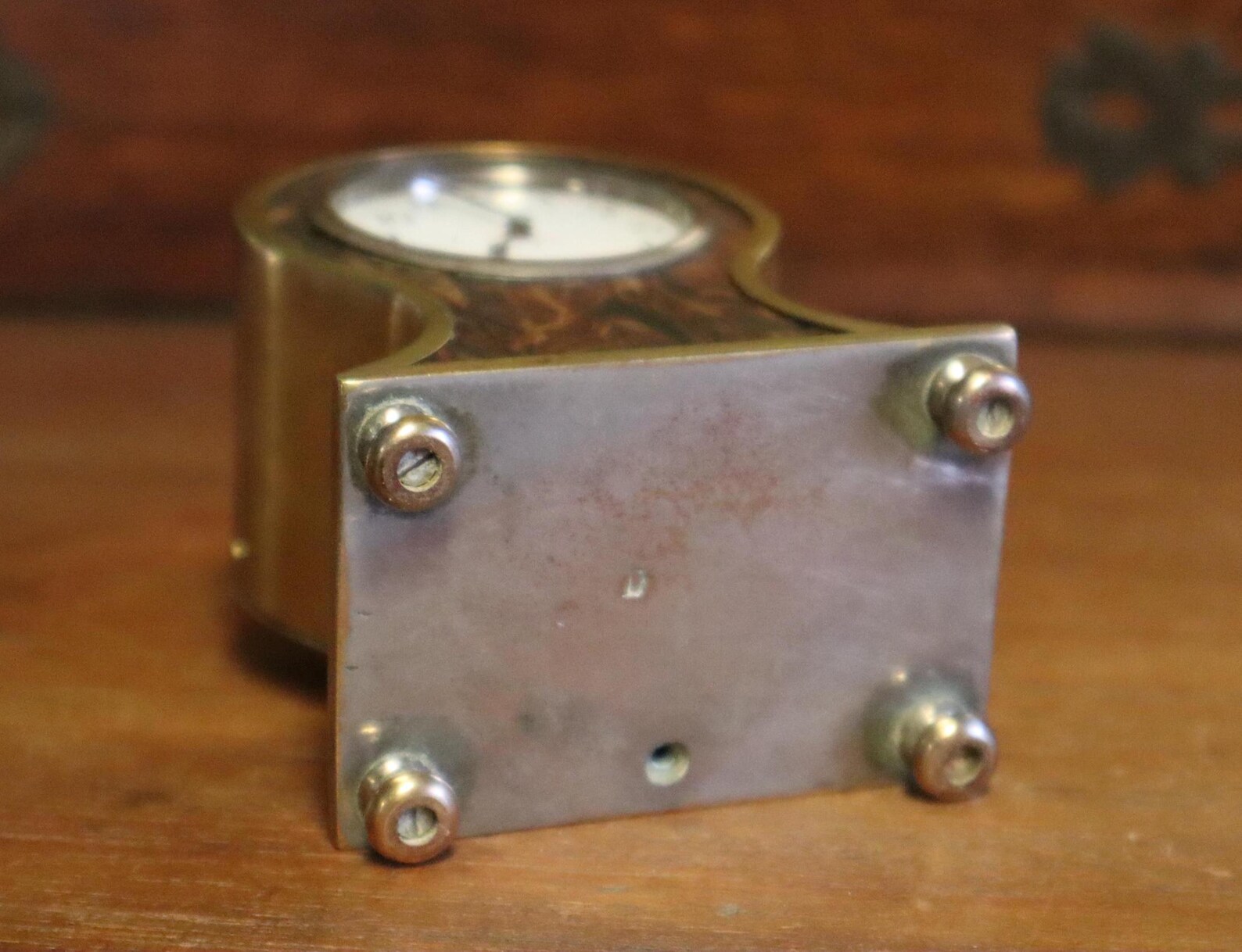 C1920 Brass Key-wind Mantle Clock With Alarm Antique Brass Alarm Clock ...
