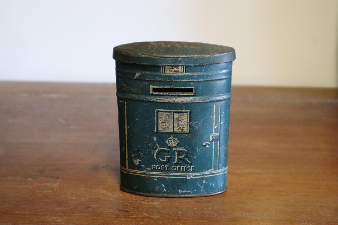 1930's Blue Air Mail Post Box Money Bank - GR Post Box Savings Bank ...