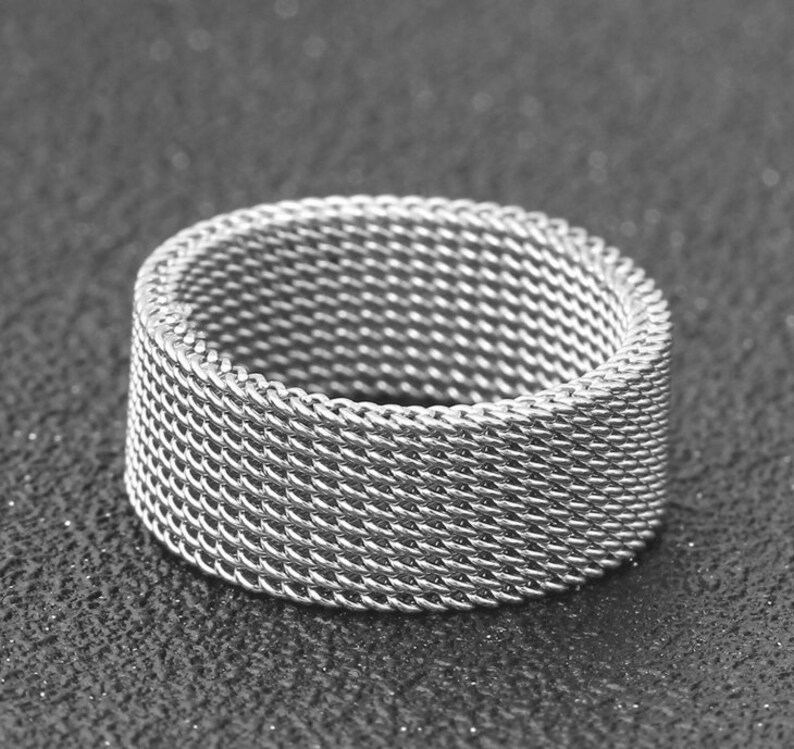 Mesh Ring for Men / Gold Mesh Ring / Stainless Mesh Ring / | Etsy