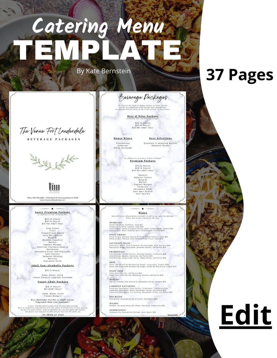 Catering Menu Template - Etsy
