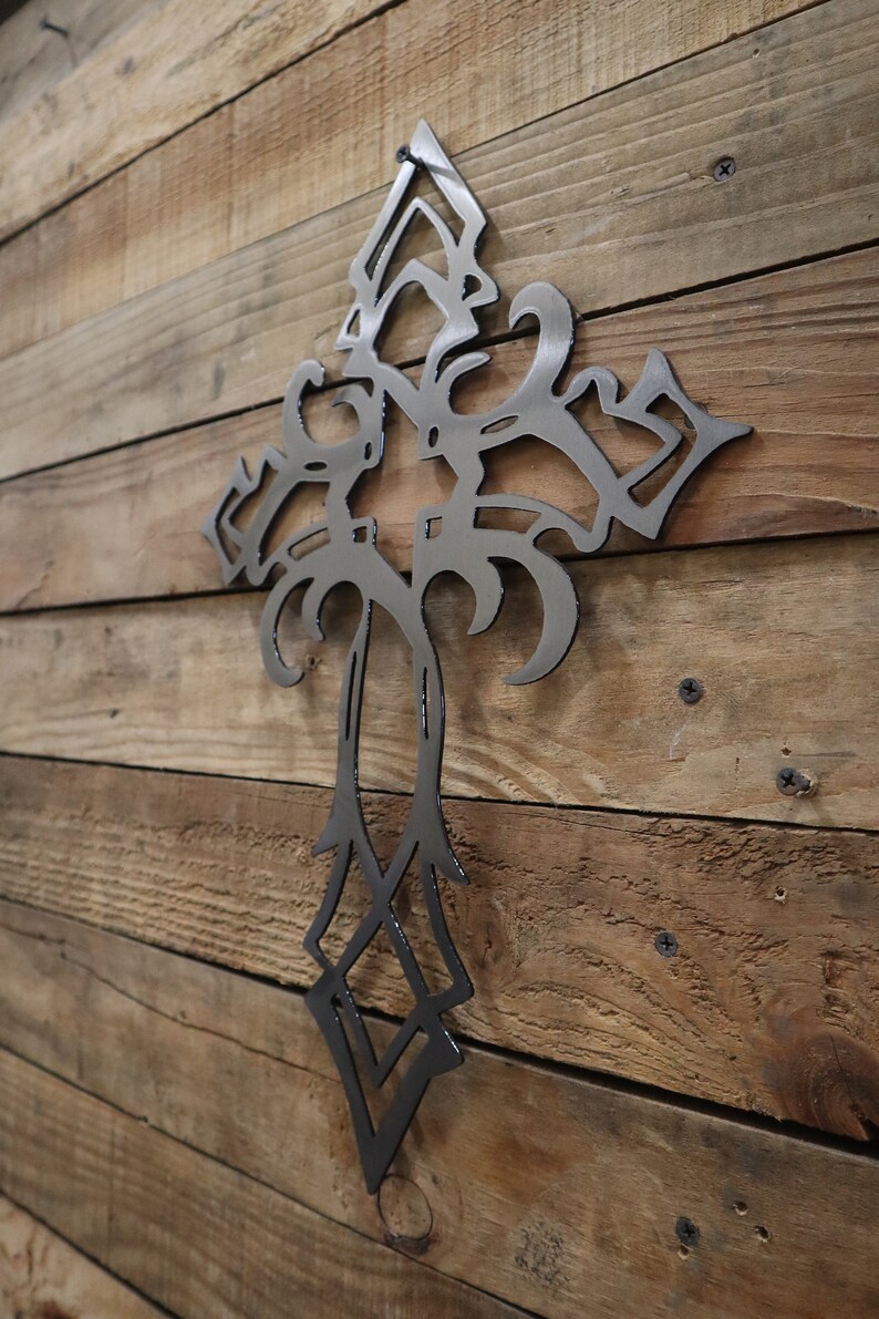 Scroll Work Metal Art Cross Silver Clear Coat - Etsy