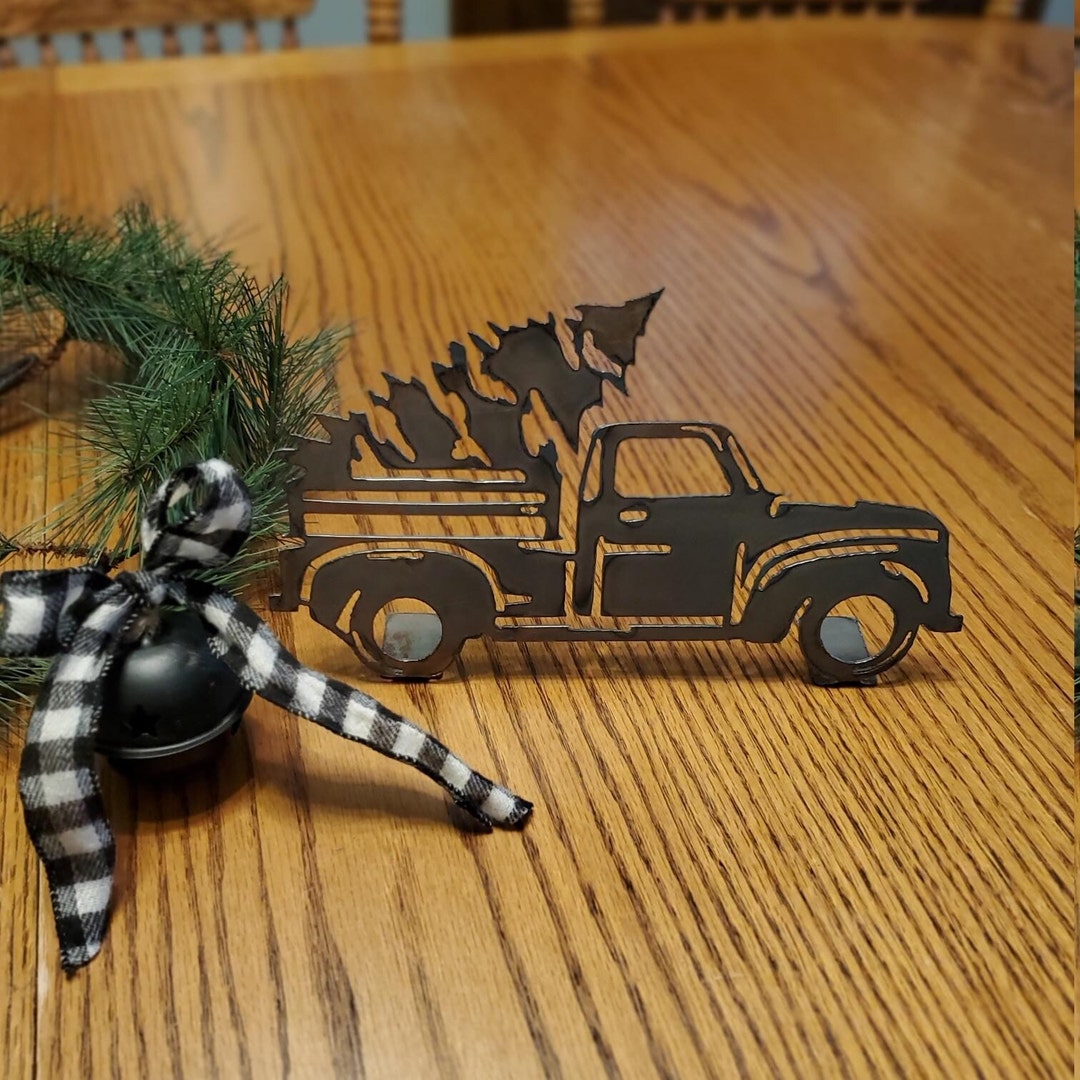 Little 'red' Christmas Truck FARMHOUSE COTTAGE DECOR Tiered Tray - Etsy