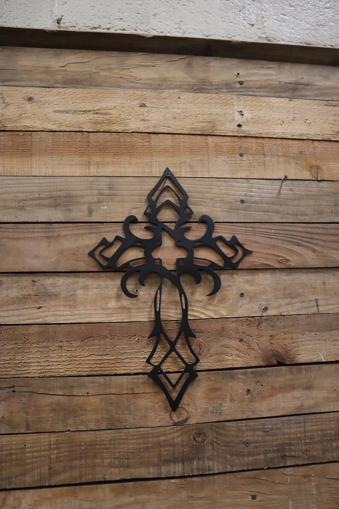 Scroll Work Metal Art Cross Matte Black - Etsy