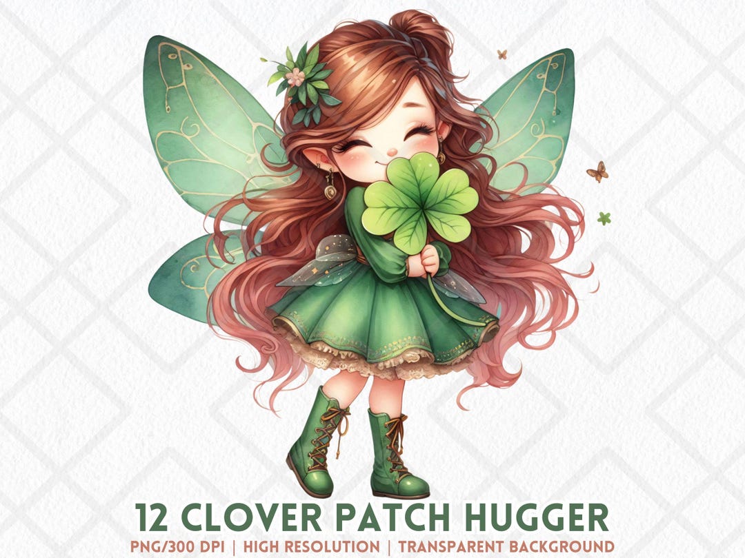 Clover Patch Hugger PNG, Cute Green Fairy Clipart, Shamrock Girl Art ...