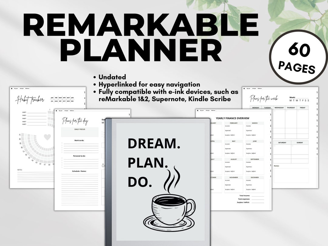Remarkable Planner Remarkable 2 Daily Planner Hyperlinked Digital ...