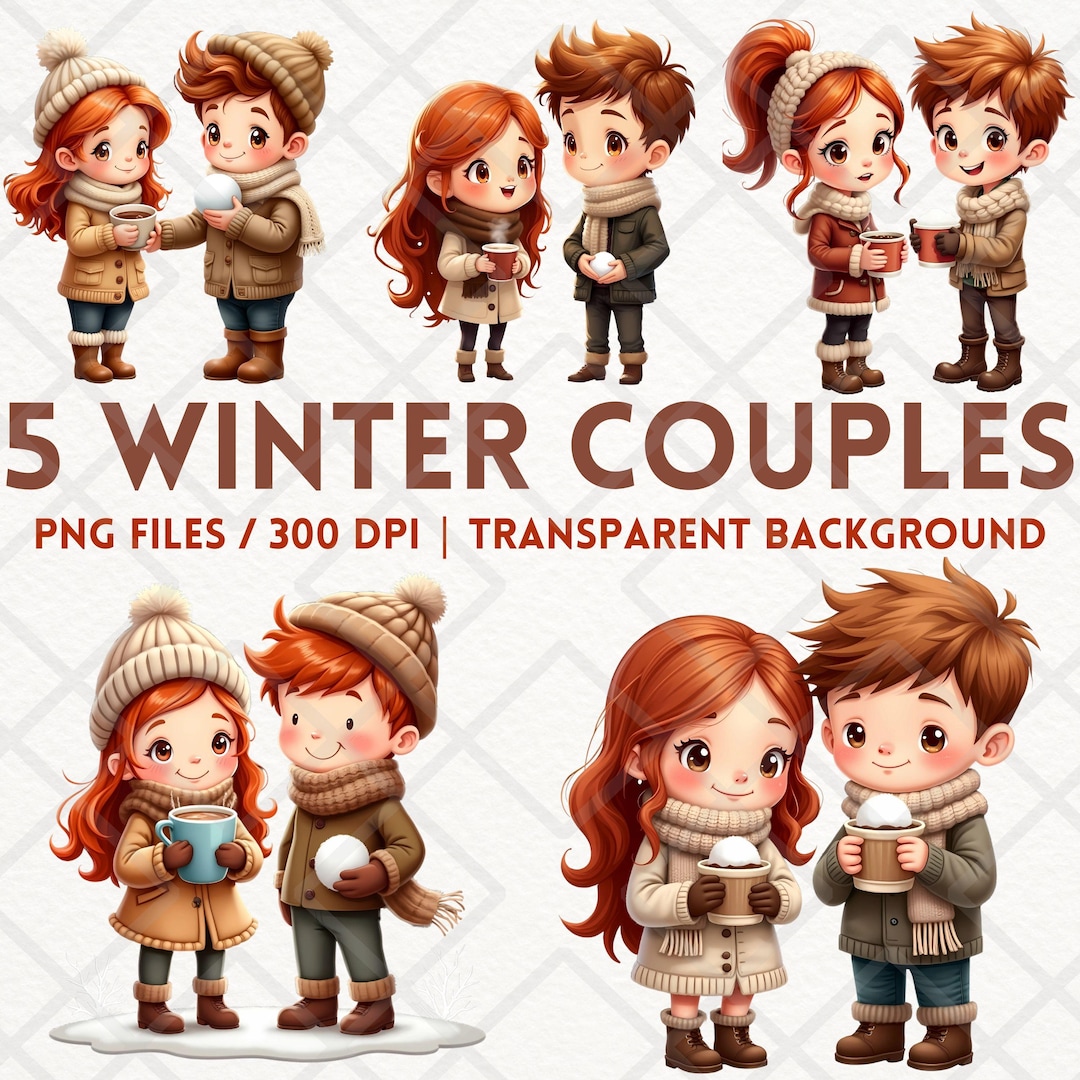 Winter Couple PNG Clipart, Journal Sweethearts Couple Clipart Digital ...