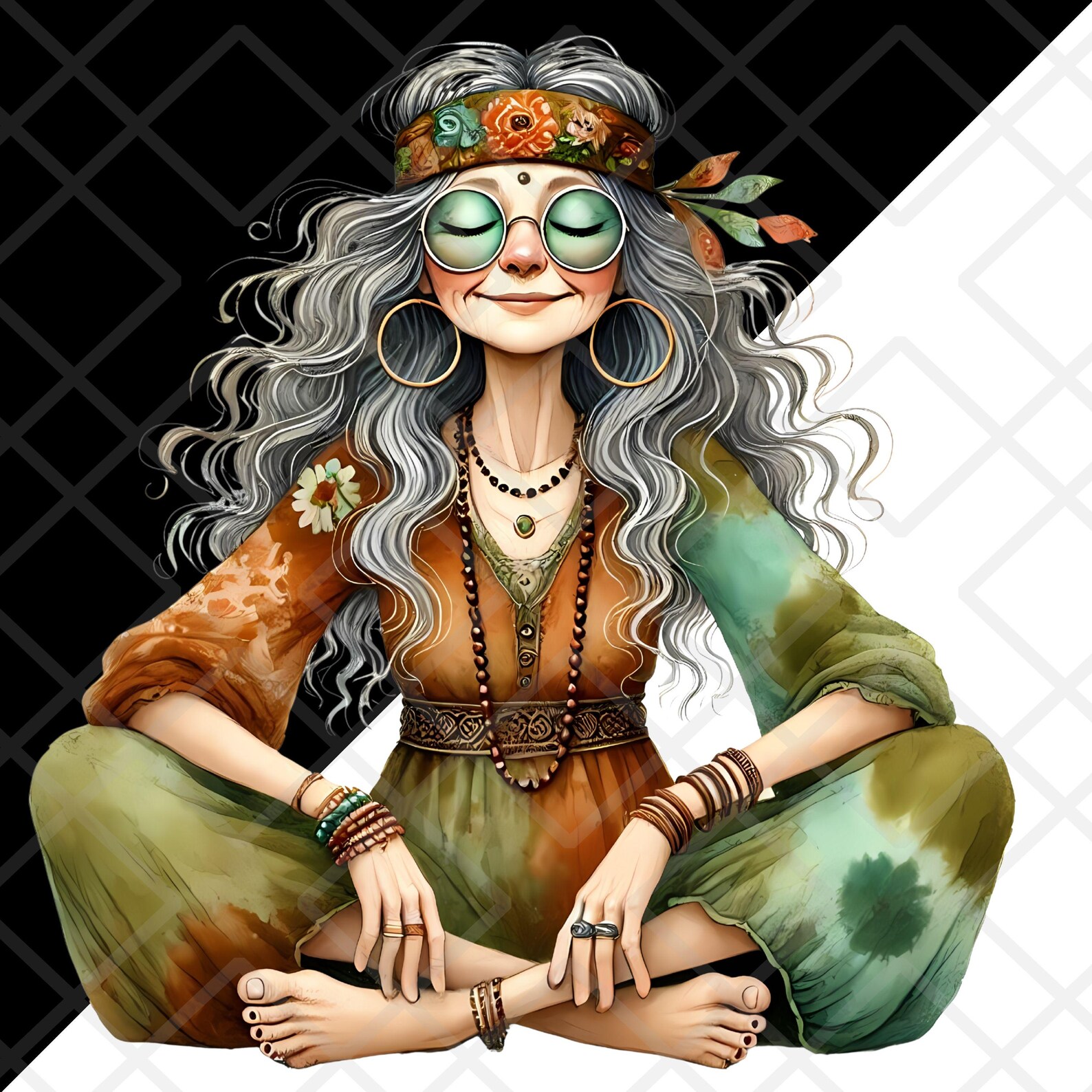 Hippie Old Ladies PNG, Women Dancing, Happy Woman Digital Sticker ...