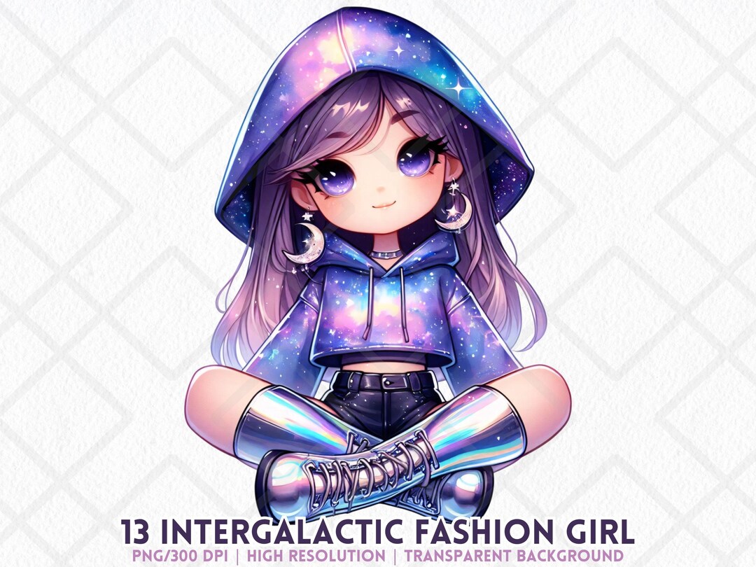 Galaxy Girl Clipart PNG Intergalactic Fashion Chibi Girl With Space ...