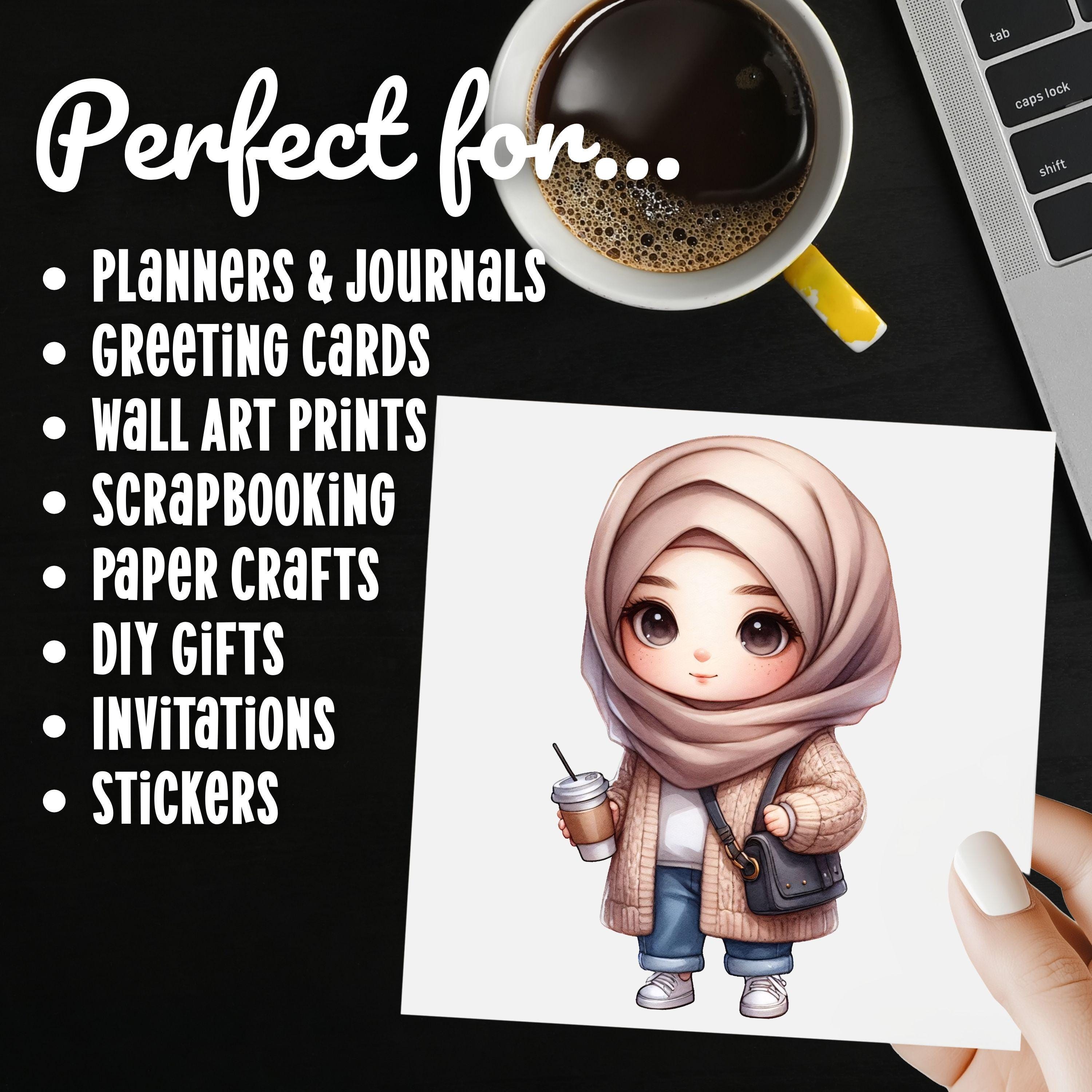 Cute Hijabi Chibi Girl Clipart Coffee Lover Muslim Islam Muslimah PNG ...