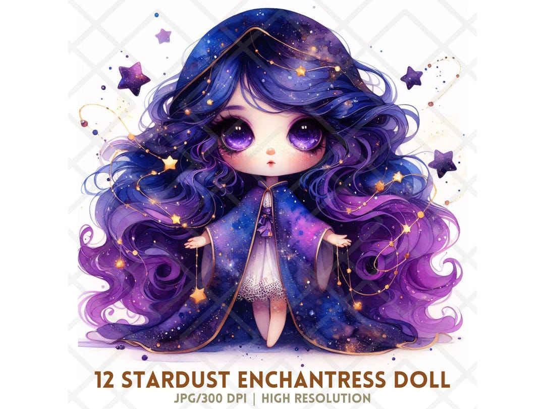 Galaxy Fairy Chibi Clipart, Fantasy Cosmic Girl JPG, Whimsical Kawaii ...