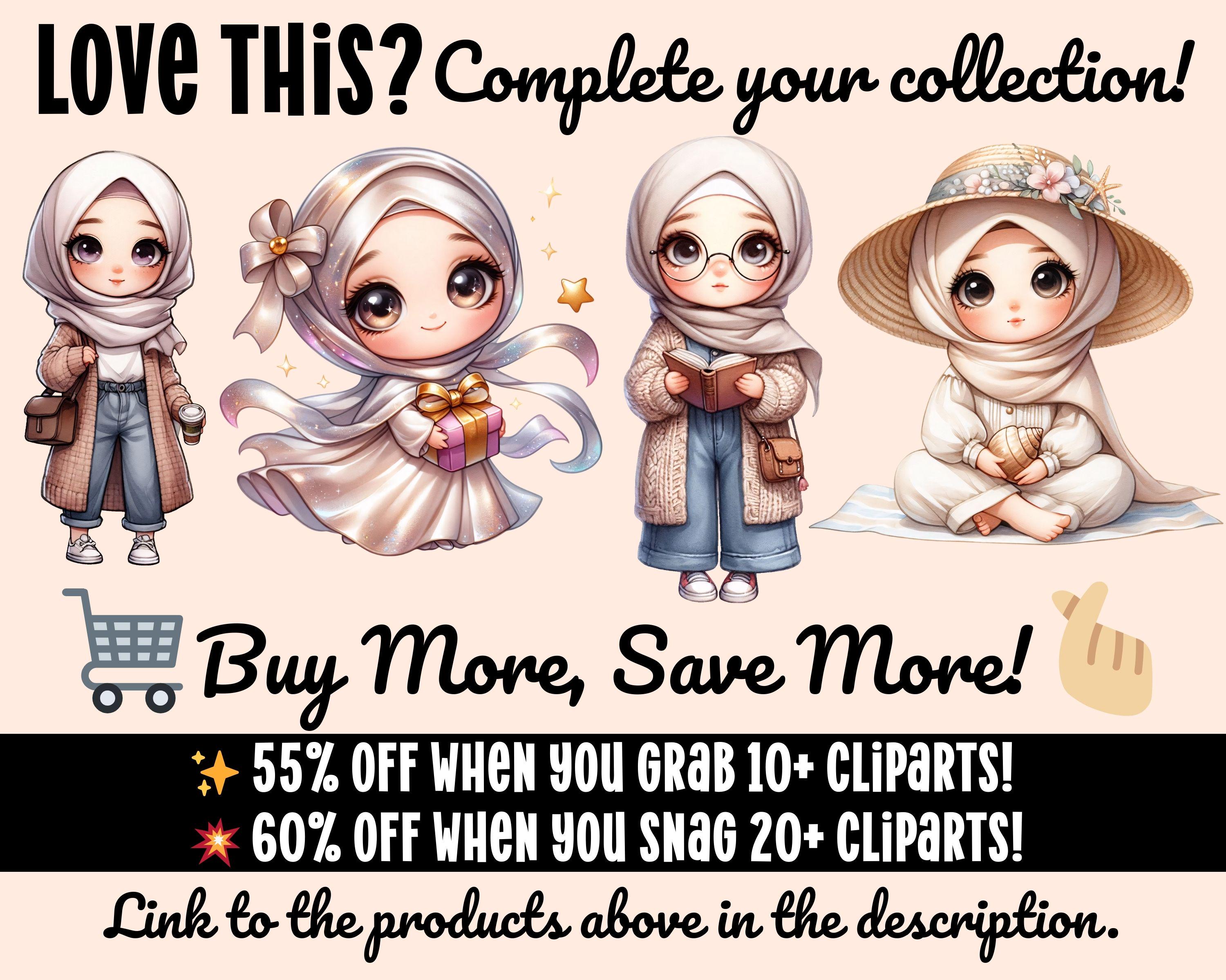 Cute Hijabi Chibi Girl Clipart Beach Day Muslim Islam Muslimah PNG ...