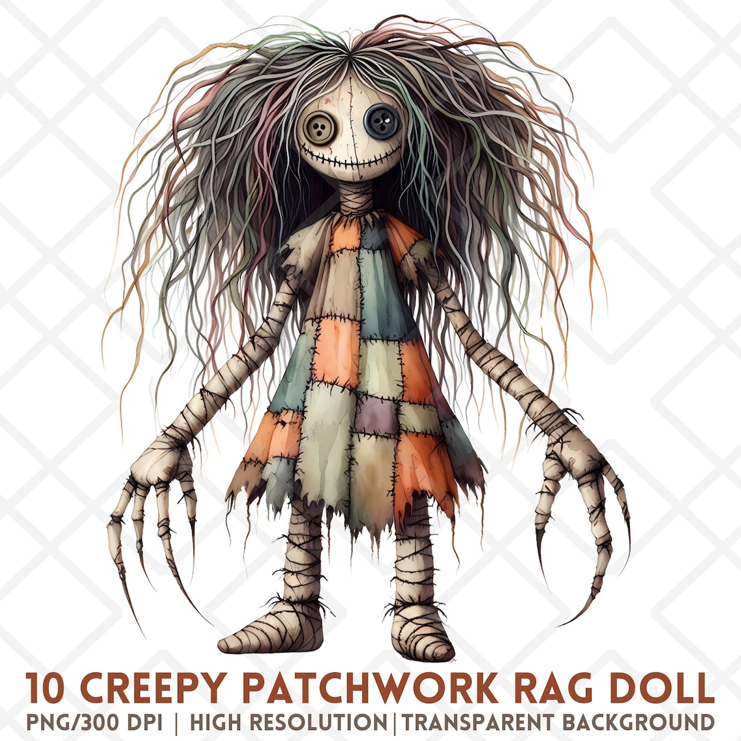 Creepy Patchwork Rag Doll Clipart, Gothic Horror Doll PNG, Nightmare ...