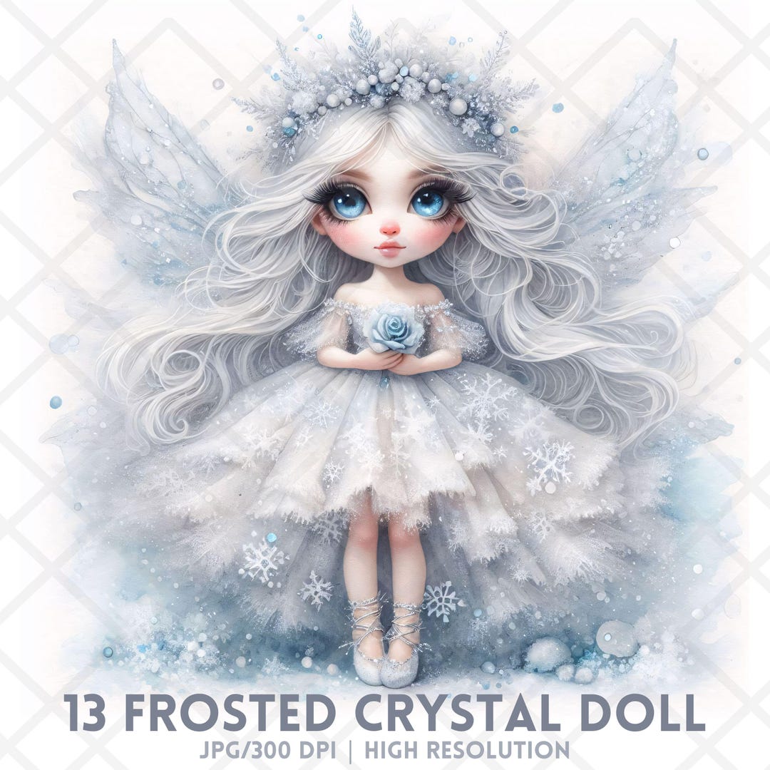 Snow Princess Fairy Clipart JPG, Ice Queen Chibi Clipart, Whimsical ...