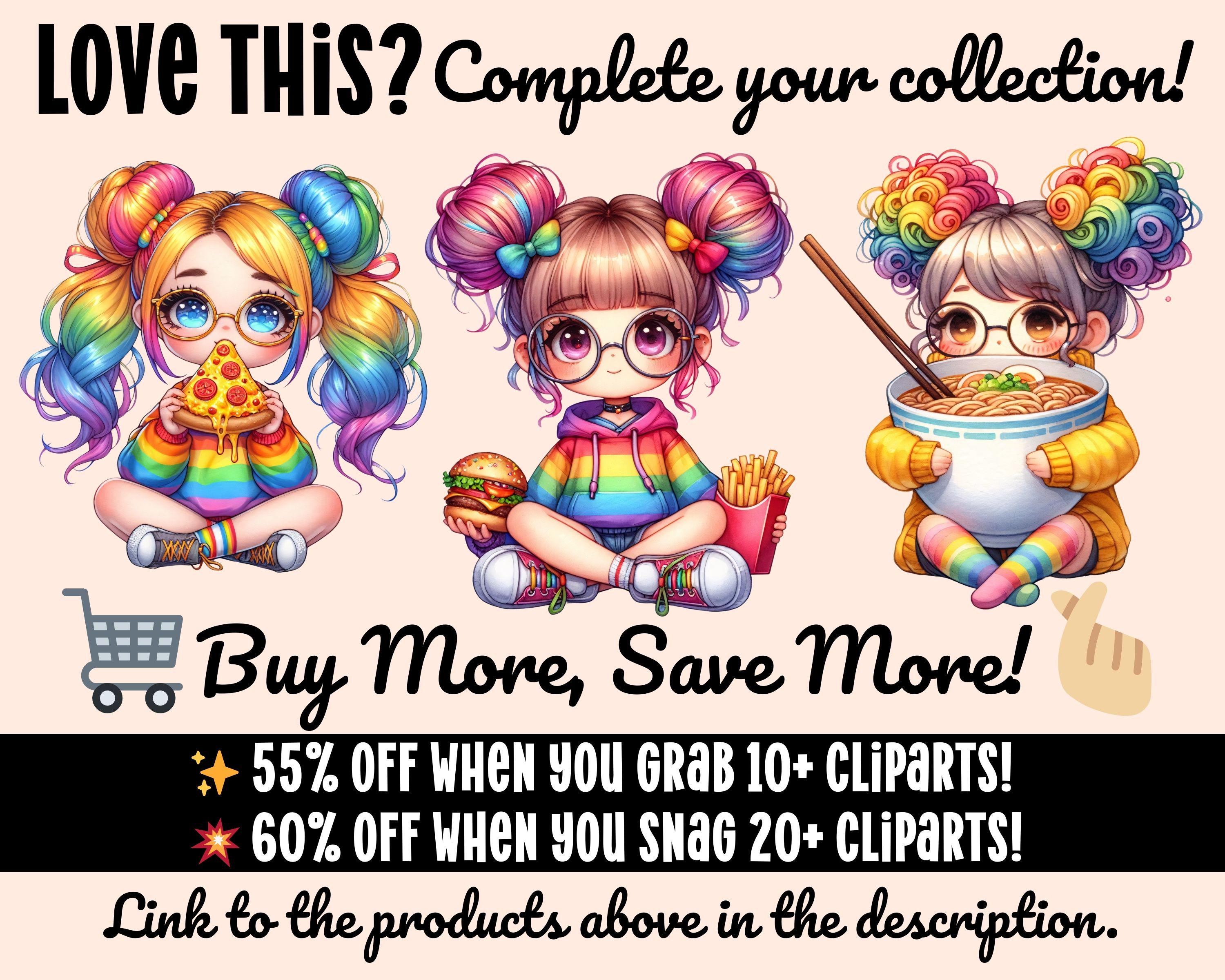 Whimsical Rainbow Bookworm Girl PNG, Magical Reading Girl Clipart, Cute ...