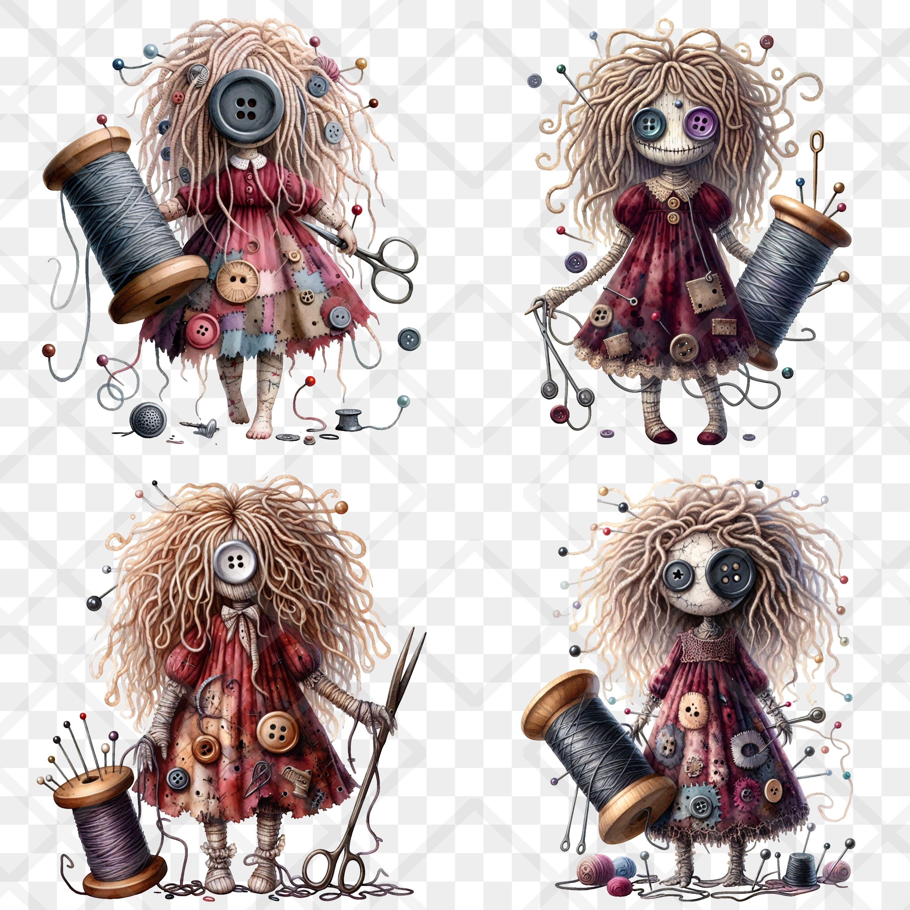 Spool Girl PNG Clipart Creepy Sewing Doll Clipart Thread and Button ...