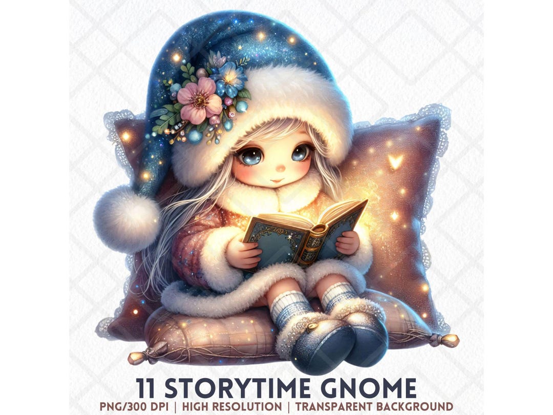 Storytime Watercolor Gnome Girl Clipart Bundle, Cute Gnome Clipart ...