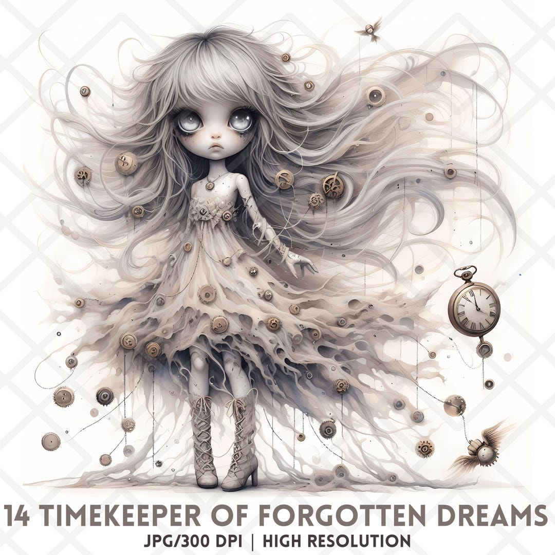 Steampunk Time Princess Clipart, Clockwork Fantasy Girl JPG, Whimsical ...