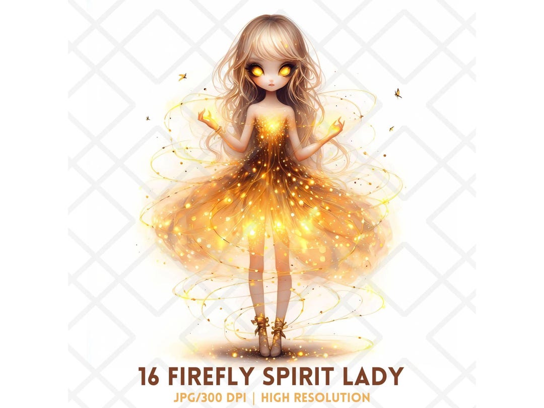 Golden Firefly Fairy Clipart, Enchanted Girl JPG (digital Download) - Etsy
